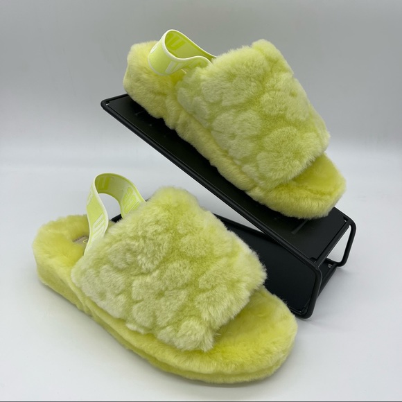 UGG | Shoes | Ugg Fluff Yeah Poppy Slides Yellow Shearling New | Poshmark
